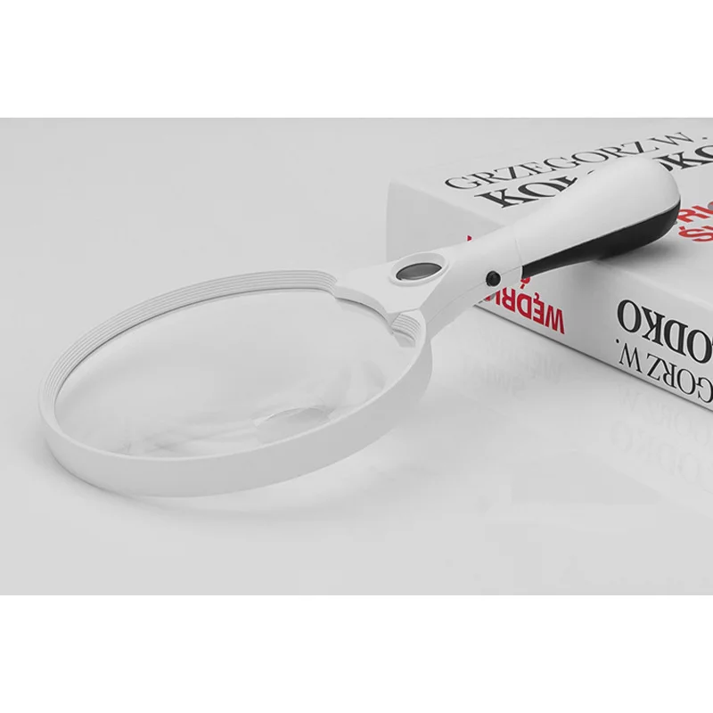 137mm Large Handheld Magnifier with 3 LED Lights: 2x/4x/25x ...