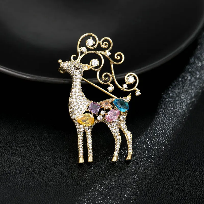 SKEDS-Exquisite-Women-Men-Elk-Deer-Crystal-Pearl-Brooches-Badges ...