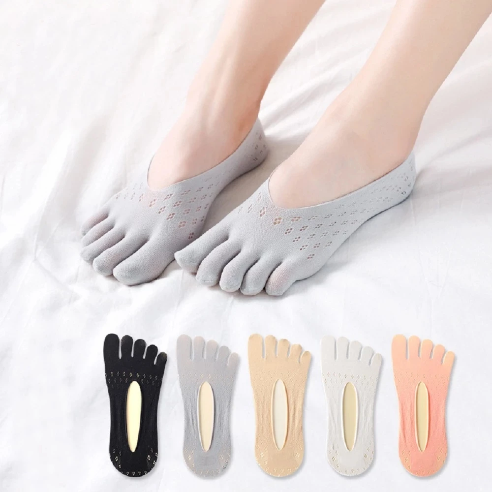 Fashion-Summer-Thin-Toe-Sock-Slippers-Women-Lady-invisible-Silicone ...