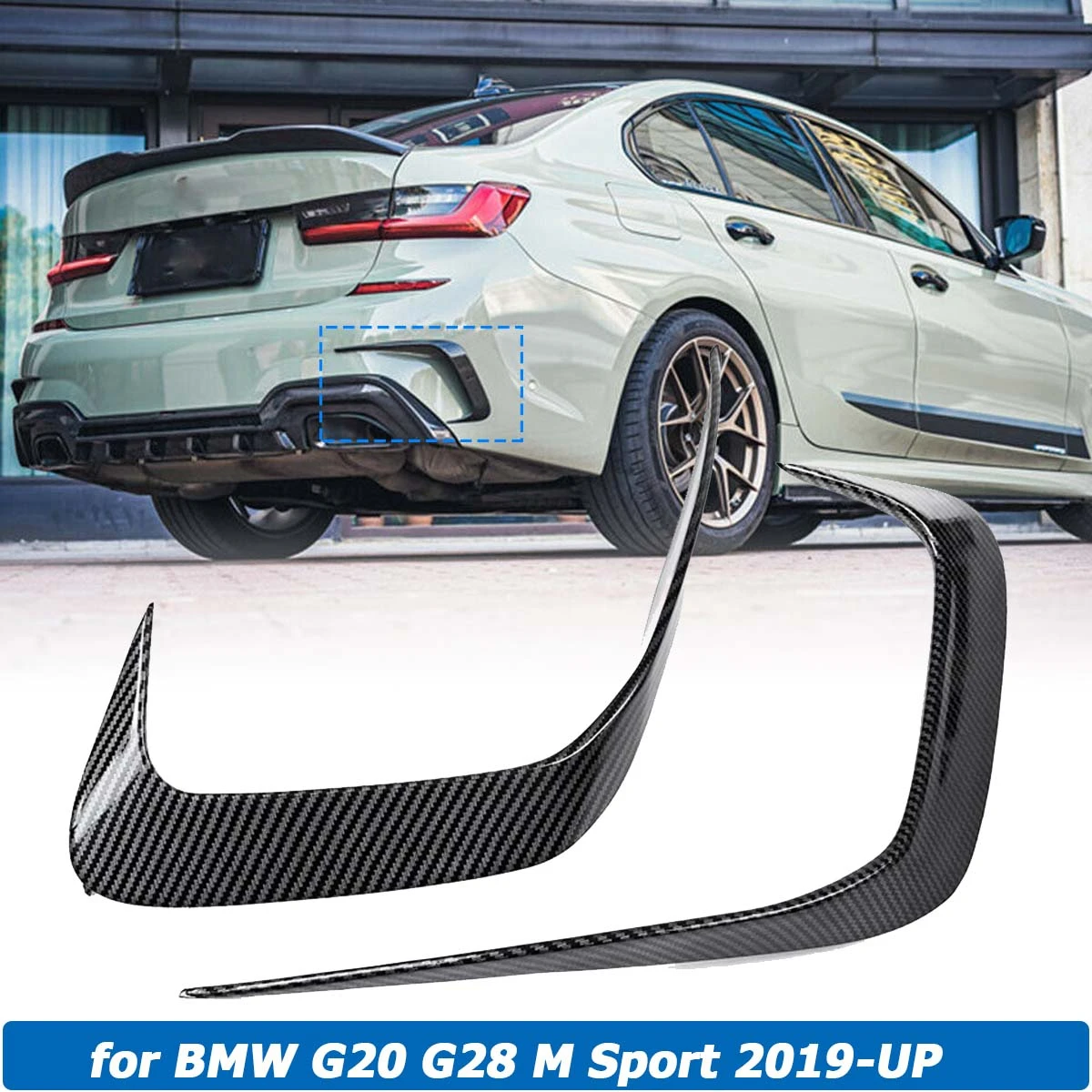 For Bmw G20 G28 2019-2020 M Sport Rear Bumper Cover Fin Side Splitter ...