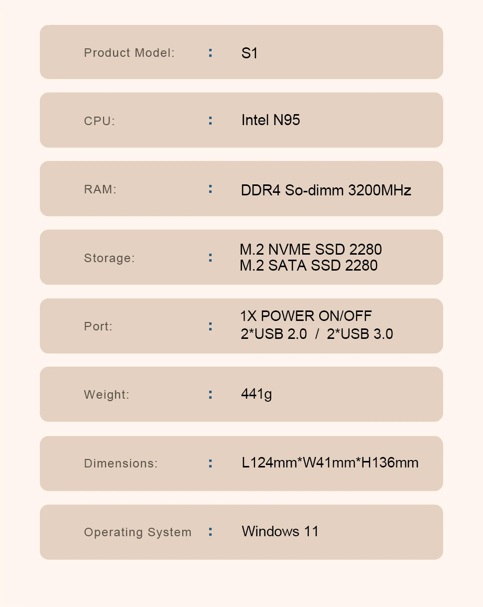 Chatreey S1 Mini PC Intel Alder Lake N95 N100 Windows 11 Ultra Small Pocket Computer Dual SSD ...
