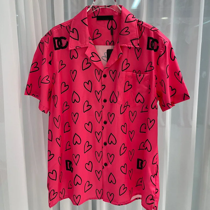 Luxury Printing Red Shirts for Men Casual Summer Short Sleeve Mens ...