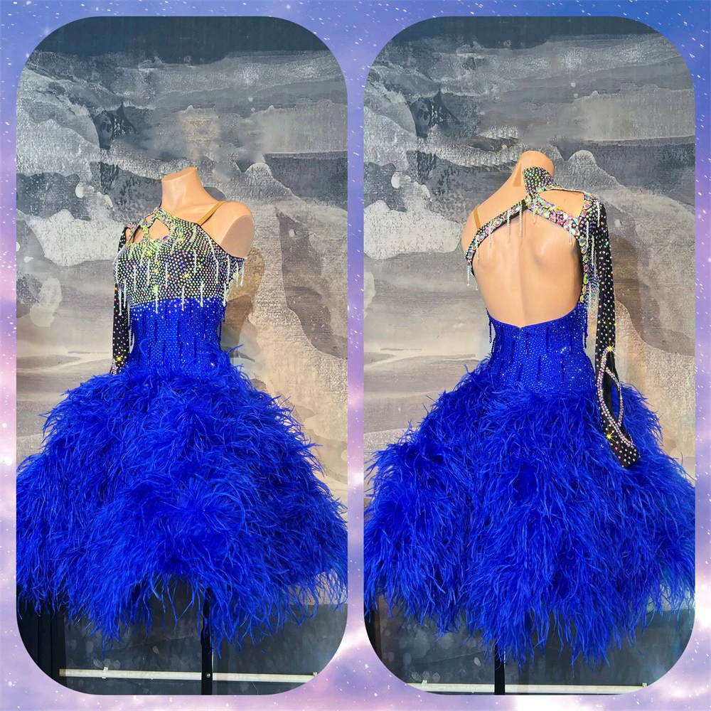 Latin Dance Dress High end Custom With Diamond Suspenders Fluff Large ...