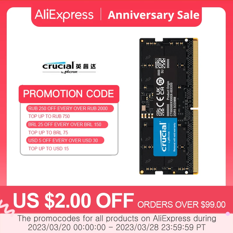 Crucial memoria RAM DDR5 para portátil, 16GB, 32GB, 4800MHz, 5200MHz ...