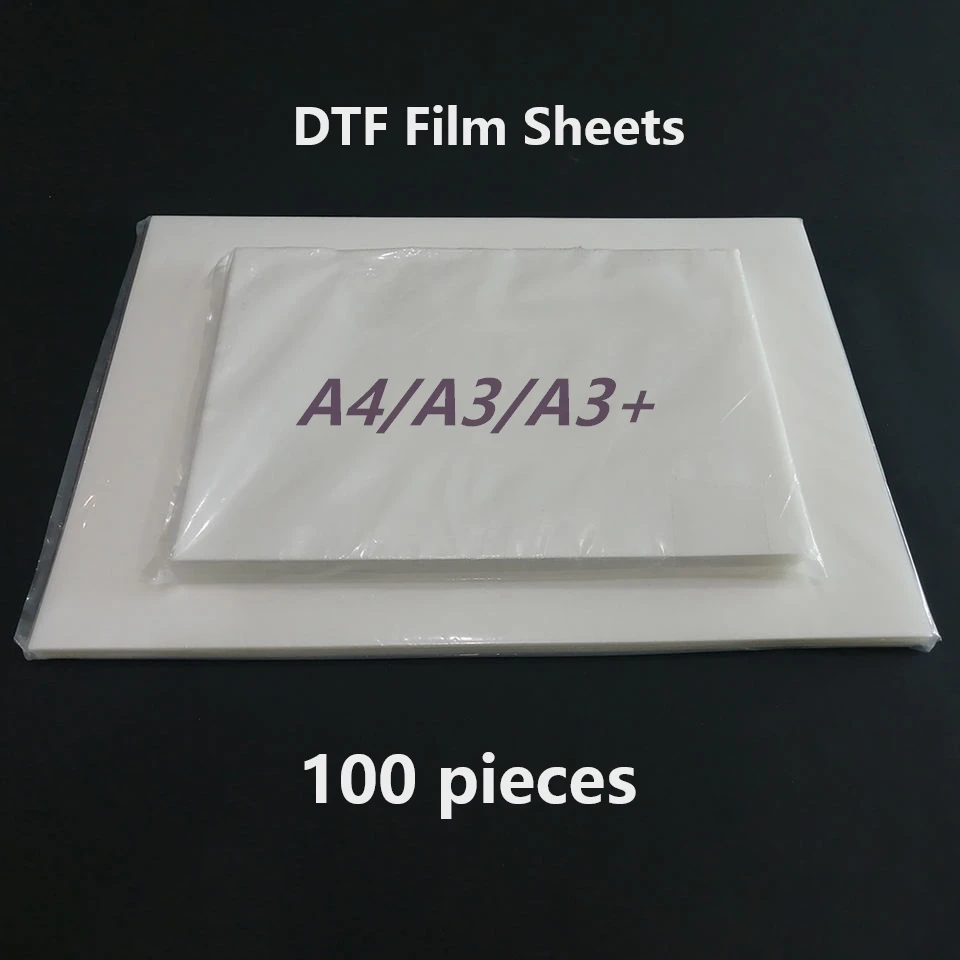 Inkjet DTF A4/A3/A3+ Sheets 100 Pieces Support both Hot and Cold Peel DTF Heat Transfer Film ...