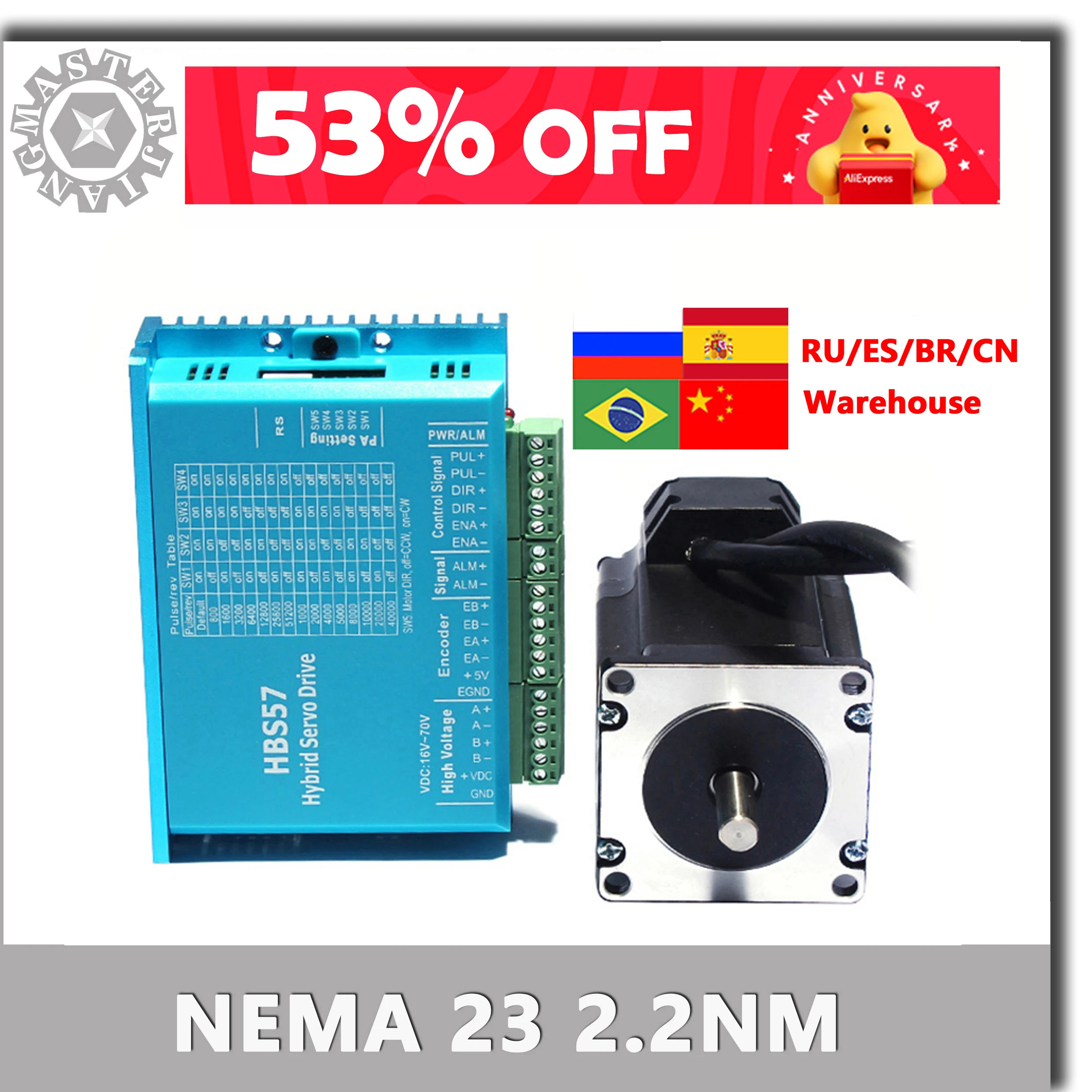 NEMA-23-stepper-Motor-DRIVER-2-2NM-Servo-stepper-Motor-57HSE2-2N-HBS57 ...