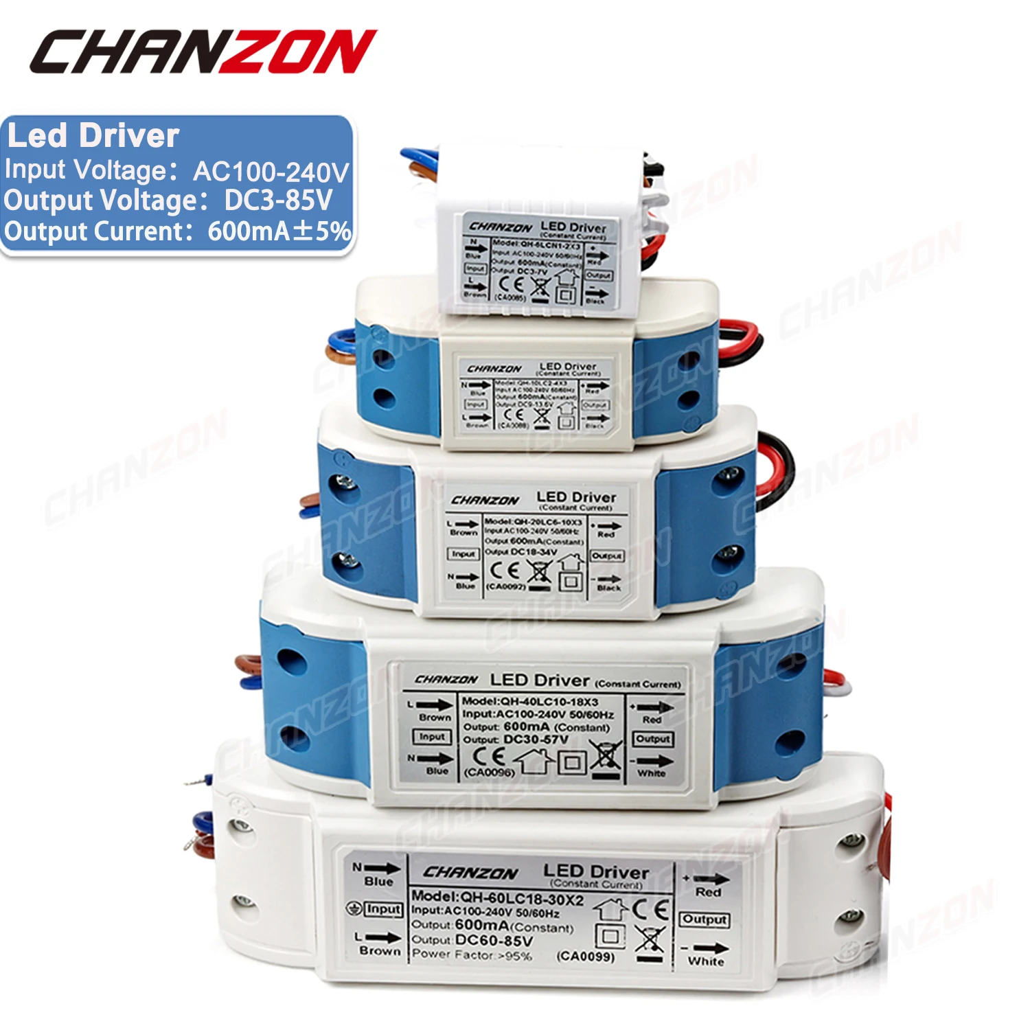 600mA Constant Current 6W 10W 20W 36W 50W external Led Light Driver ...