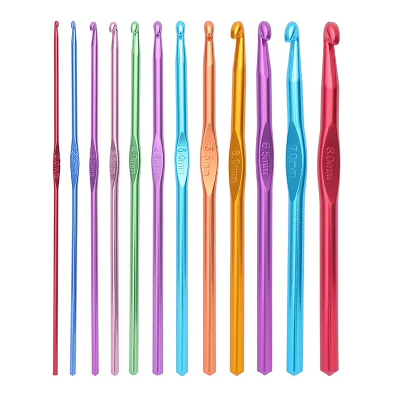 12PCS Aluminum Crochet Hooks Knitting Needles Crochet Hooks Set ...