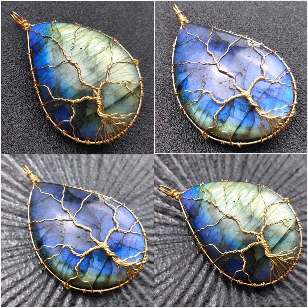 Handmade-Tree-of-Life-Pendant-Necklace-Natural-Irregular-Labradorite ...