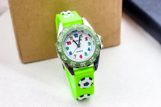 Kids Steel Rubber Sports Watch Red Soccer (Futbol)