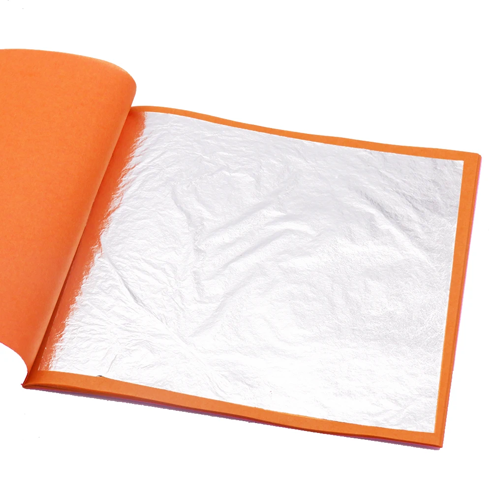 8/9.5/11cm Pure Silver Leaf Sheet Gilding Silver Foil 25 Pcs/Booklet ...
