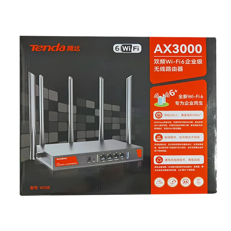 Tenda W30E AX3000 Dual Band Gigabit Wifi6 Enterprise Wireless Router ...