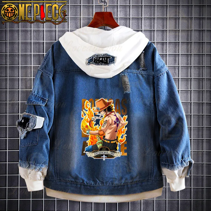 Anime One Piece Hole Denim Jacket Cartoon Cosplay Jackets Clothes ...