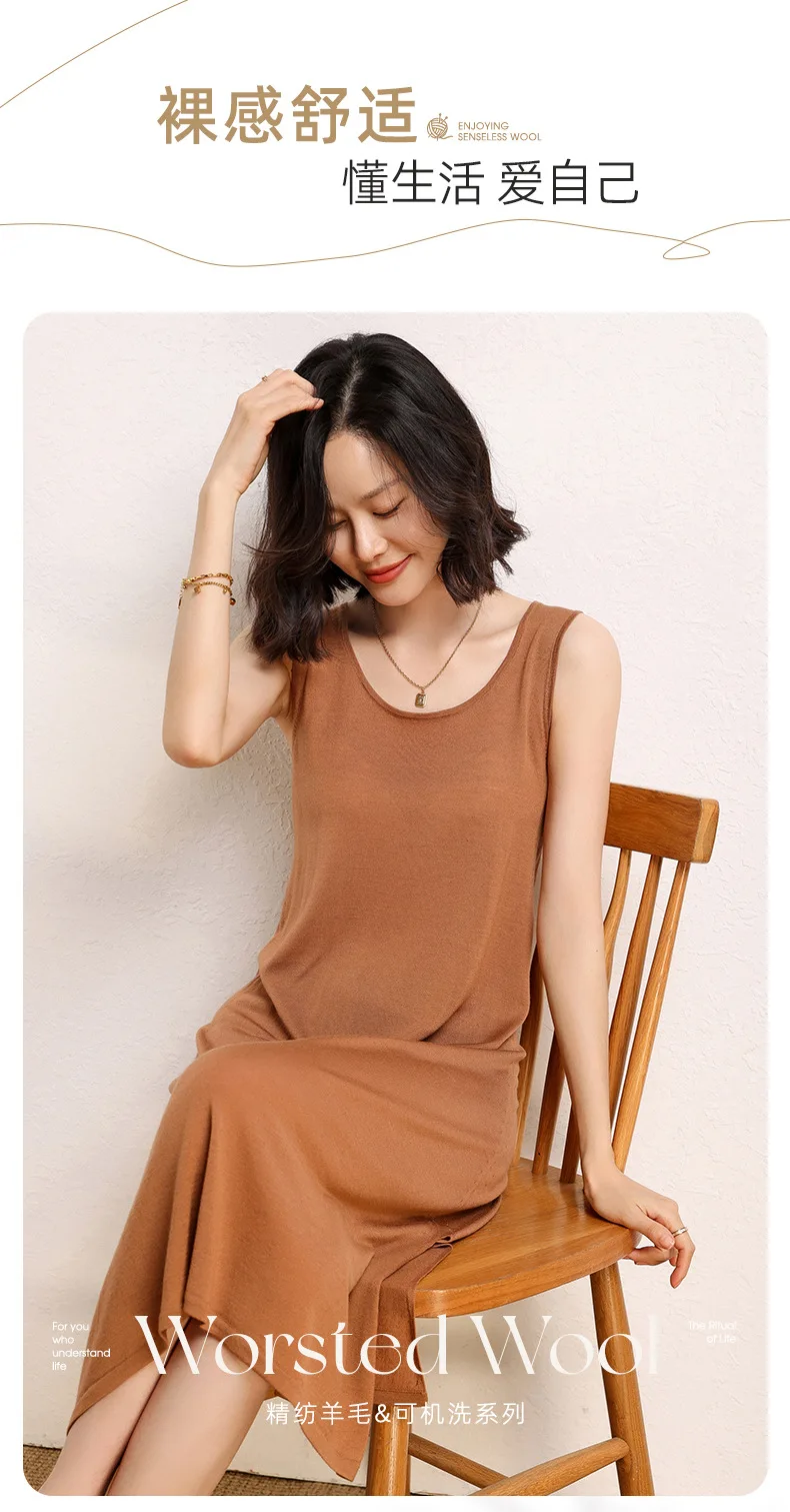 Naizaiga 100 камвольная шерсть, бесшовные 48-х годов с круглым вырезом, свободные верблюжьи ...