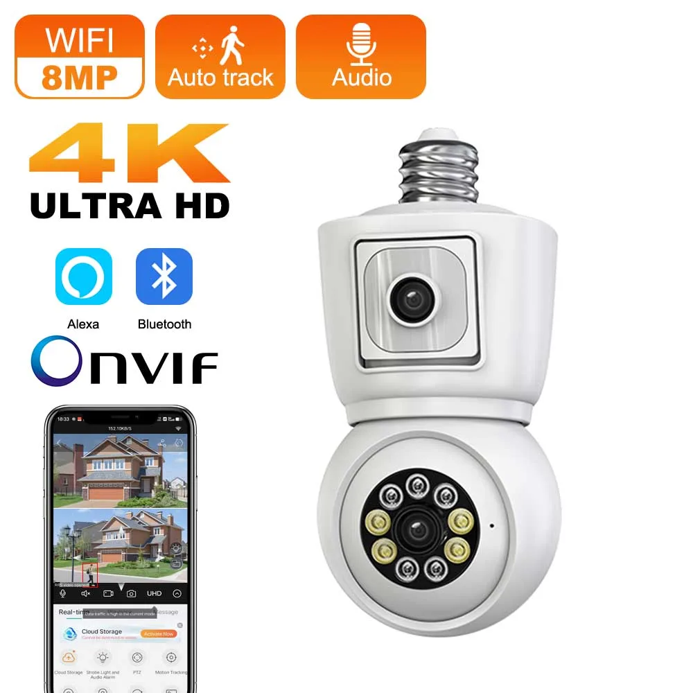 E27-Bulb-WiFi-Camera-4K-8MP-Dual-Lens-Dual-Screen-Auto-Tracking-Two-Way ...