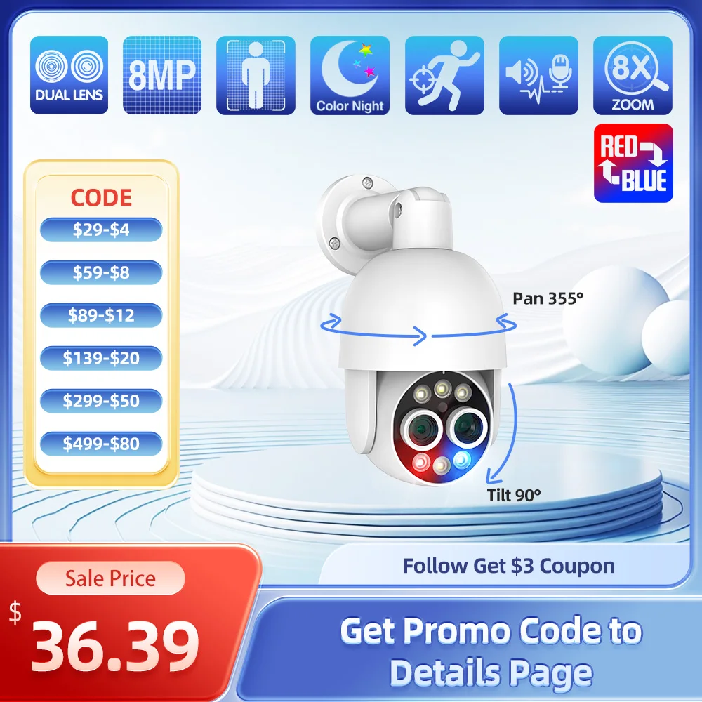 Techage-PTZ-4K-8MP-POE-Camera-8X-Hybrid-Zoom-2-8mm-12mm-Dual-Lens-Two ...