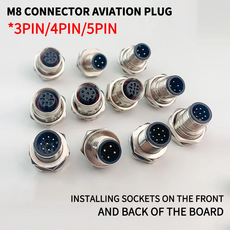 M8 waterproof connector - 3P4P male female M8 waterproof aviation plug ...