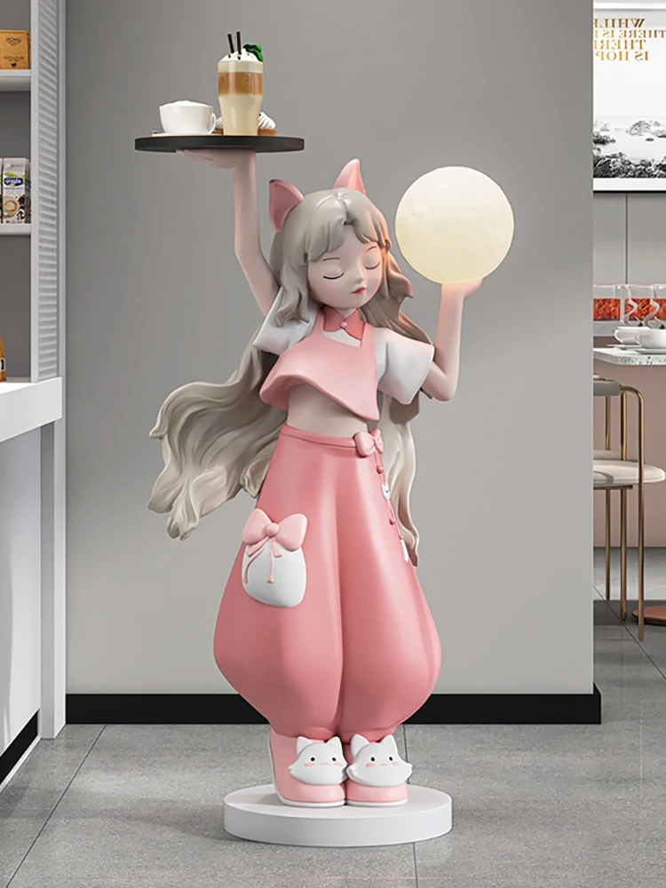 Home-Decor-104CM-Cat-Girl-Statue-Large-Floor-Tray-Storage-Ornaments ...