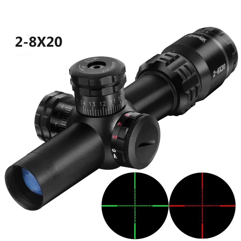 Tactical 2-8x20IR Riflescope AK47 AK74 AR15 Hunting Scope Mil Dot ...