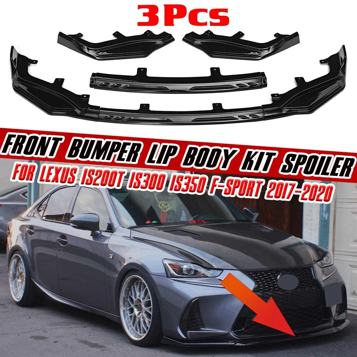 High-Quality-3PCS-Car-Front-Bumper-Splitter-Lip-Spoiler-Body-Kit-Bumper ...