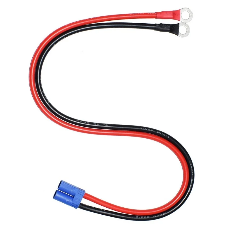 50CM EC5 Male To O Ring Terminal Cable Plug Connector 10AWG RC ESC Charger Car Battery Jump ...