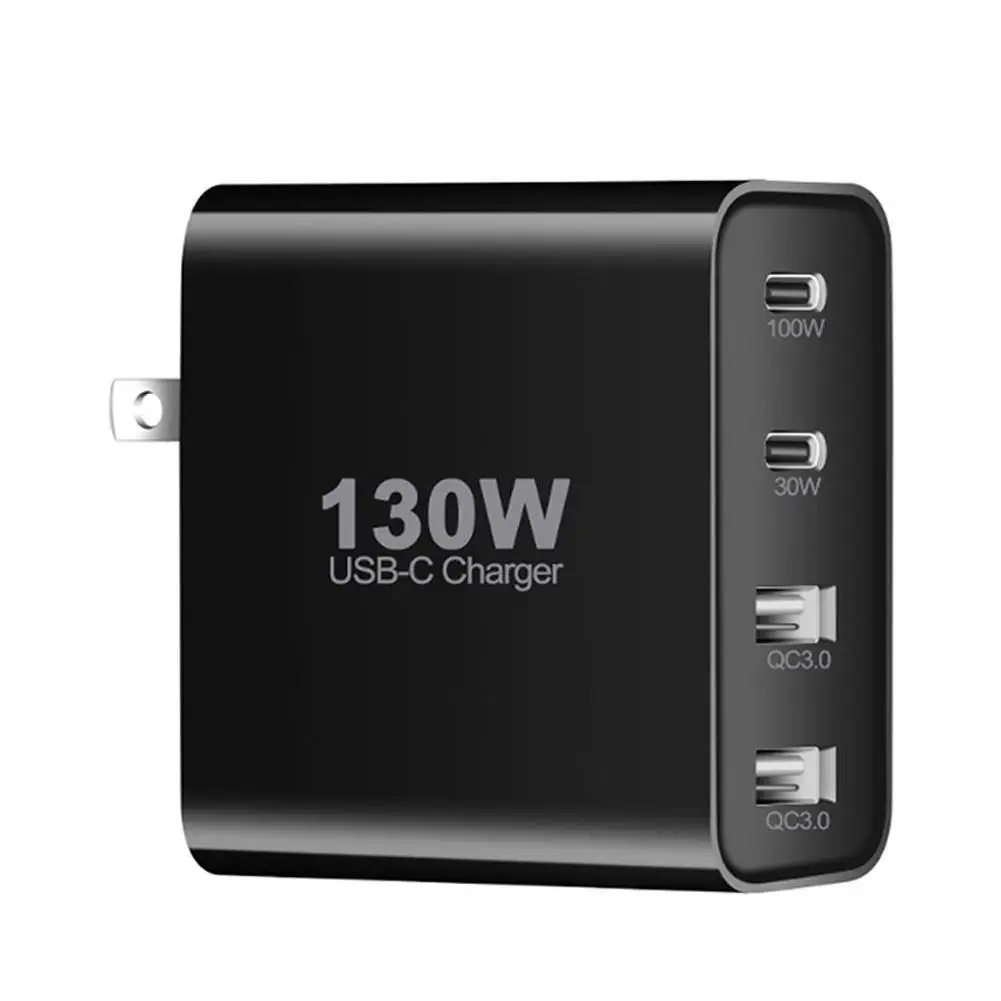 Cargador de pared GaN de 130W, estación de carga rápida de 4 puertos USB C PD 100W 30W QC3.0 ...