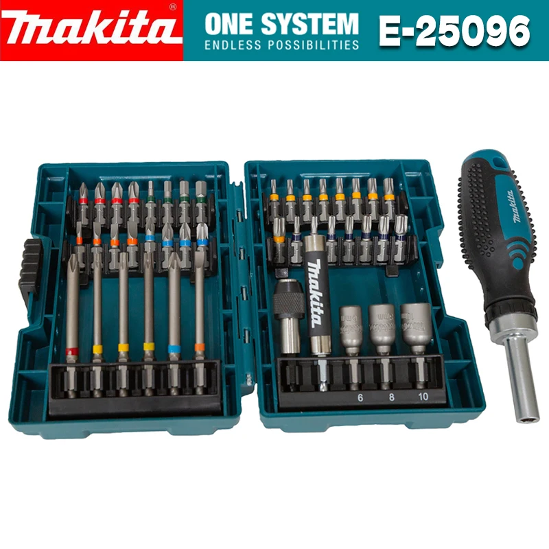MAKITA E-25096 Ratchet and Screwdriver Set 44 Pcs Color Screw Bits Set ...