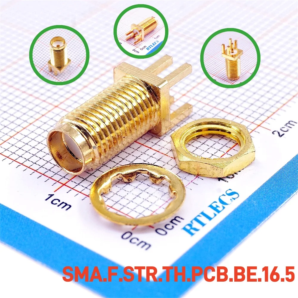 5-50-Pcs-Gold-Plate-SMA-Jack-Receptacle-Female-Socket-50-Ohm-Board-Edge ...