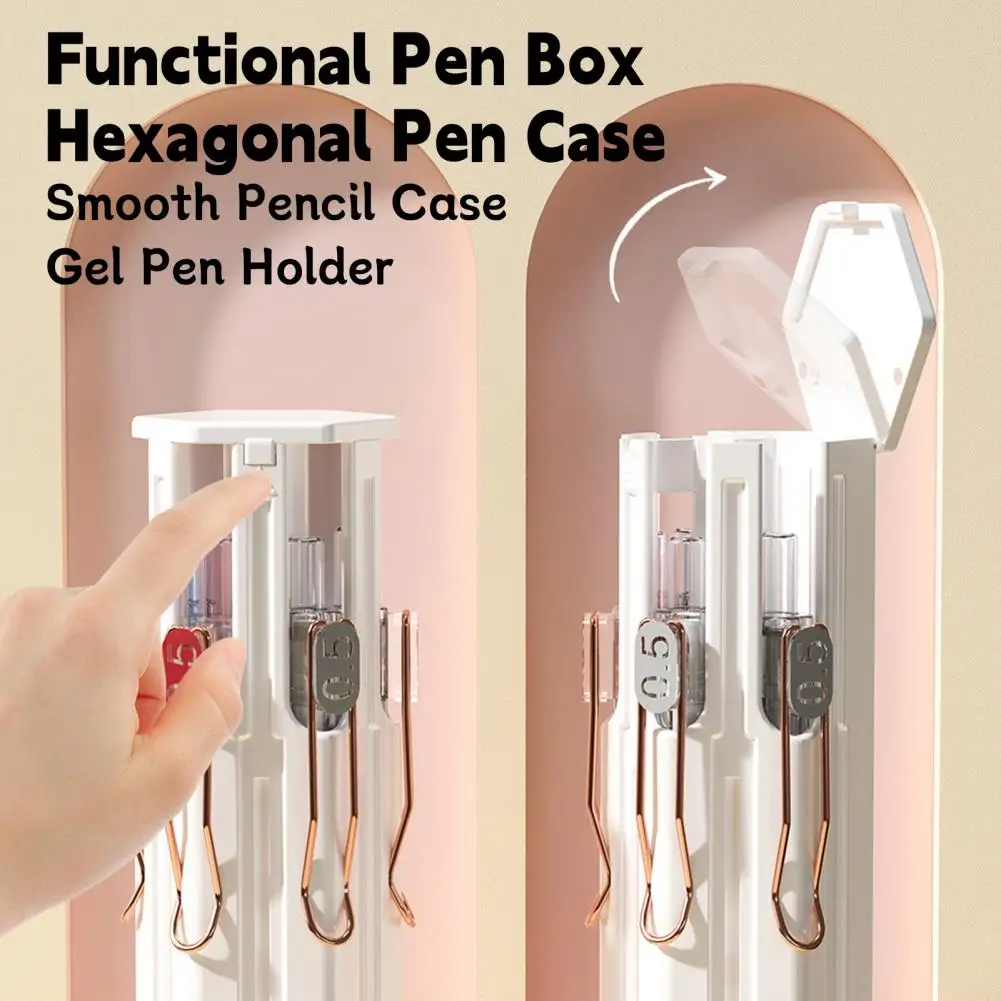 Pen-Case-Abs-Material-Pen-Case-Hexagonal-Portable-Pencils-Gel-Pens-Box ...
