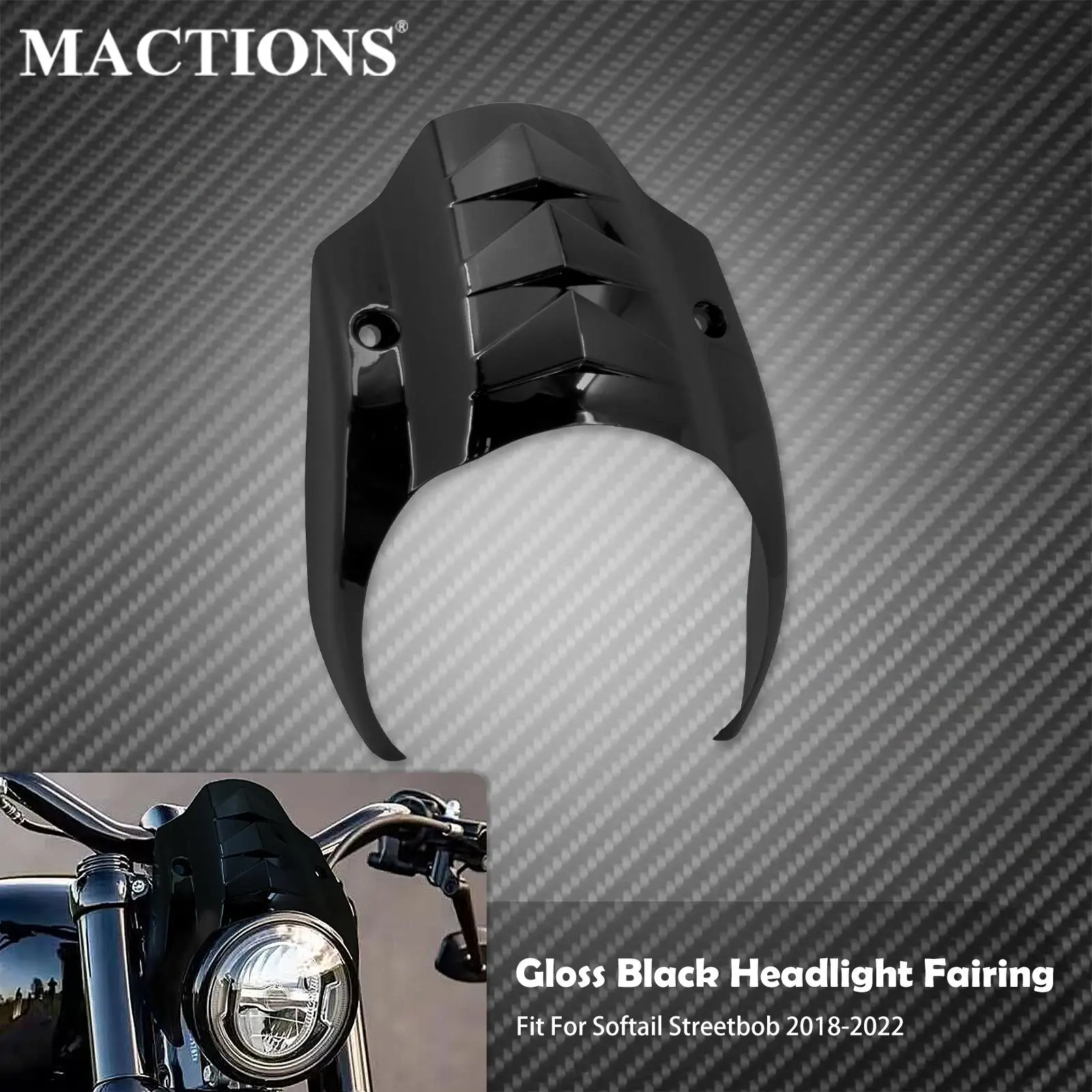Motorcycle Front Headlight Fairing Gloss Black Headlamp Mask Cover For ...