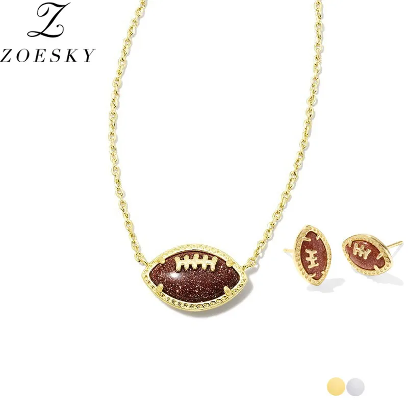 Zoesky-Rugby-Football-Irregular-Geometry-Golden-Sand-Fishbone-Necklace ...