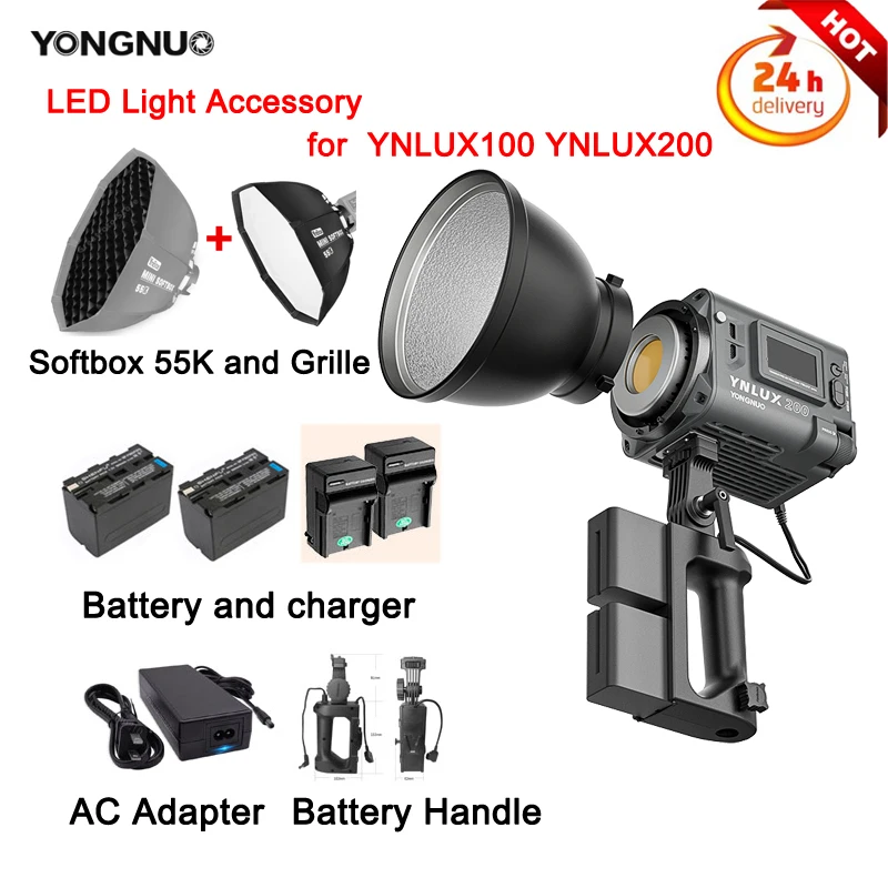 Bateria-Handle-Power-Adapter-Softbox-para-YONGNUO-LUX100-YNLUX100 ...