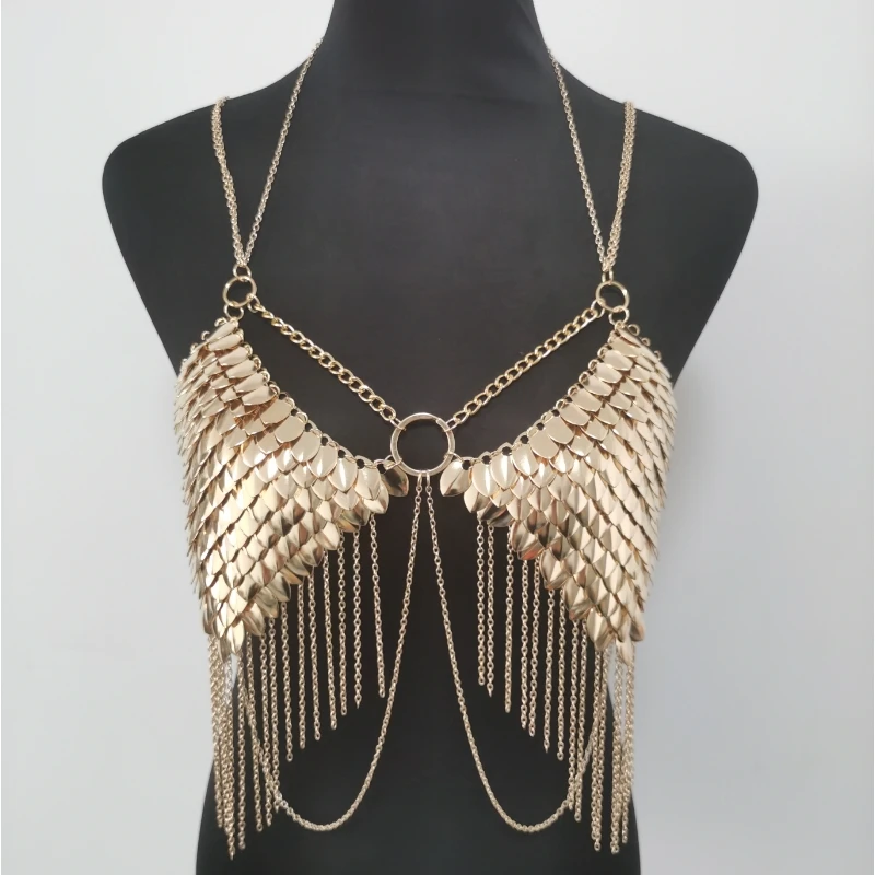 New-Fashion-RJFS24-Mermaid-Gold-Fish-Scales-Bra-Chains-Layers-Chainmail-Dragon-Scale-Bra-Jewelry ...