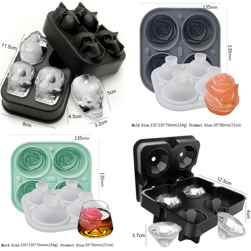 3D-Silicone-Diamond-Skull-Ice-Mold-Tray-Stackable-Silicone-Ice-Cube ...
