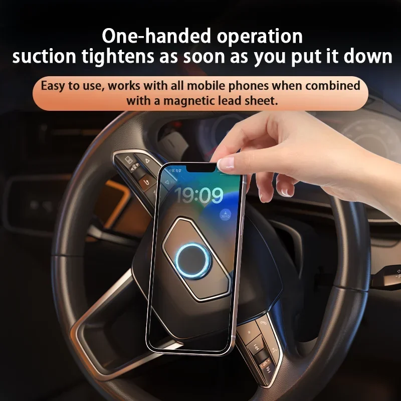 Magnetic-Round-Car-Phone-Holder-Steering-Wheel-Phone-Stand-Mount ...