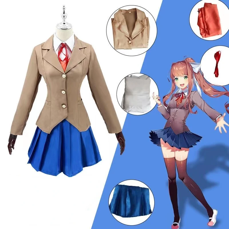 Anime Doki Doki Literature Club Monika Cosplay Costumes Sayori Yuri ...