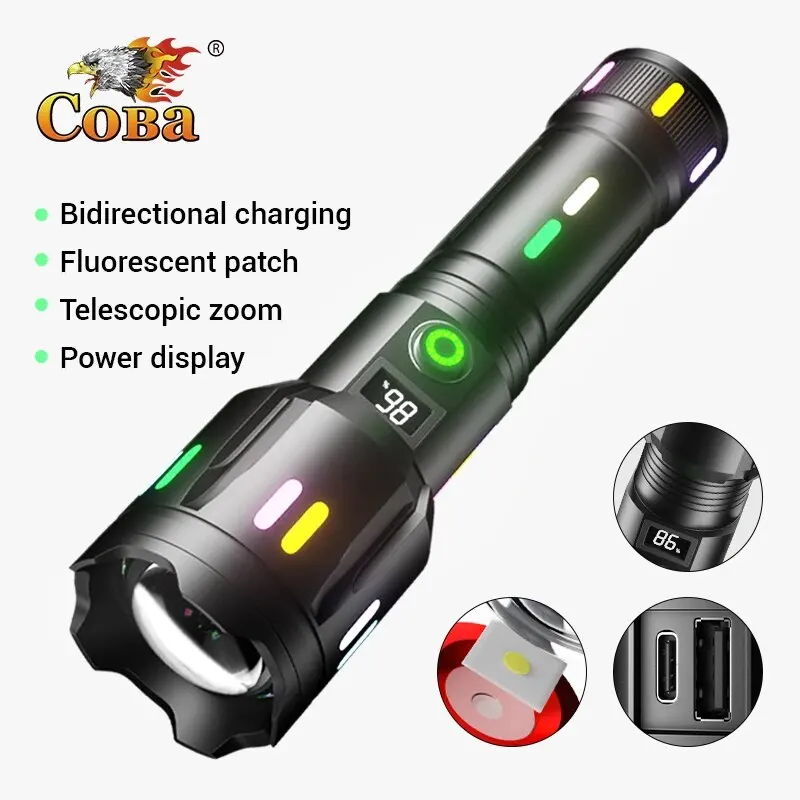 High-Power-Spotlight-Long-Range-LED-Flashlight-Fluorescent-Absorbing ...