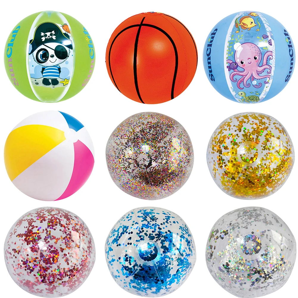 40-50CM-Inflatable-Glitter-Beach-Ball-PVC-Swimming-Pool-Balls-Colorful ...
