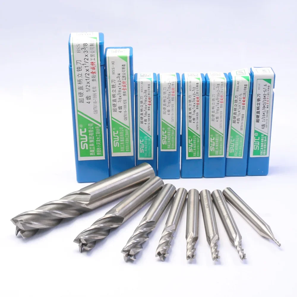 8PCS-Milling-Cutter-Bit-Set-HSS-Carbide-Straight-Shank-4-Flute-End-Mill ...