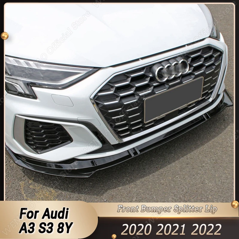 For-Audi-A3-S3-8Y-Car-Front-Bumper-Lip-Spoiler-Bumper-Canard-Diffuser ...