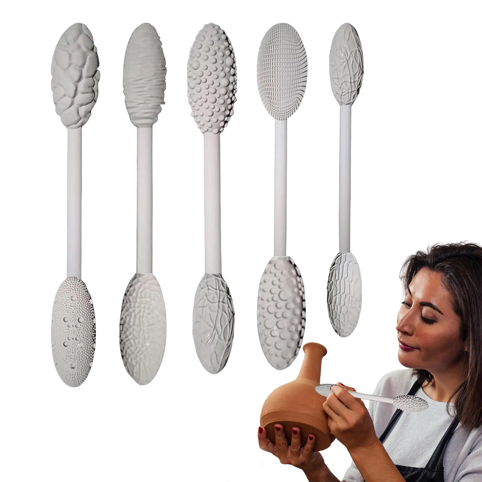 Clay Texture Roller Pottery Texture Tools Multifunctional 5X/Set ...