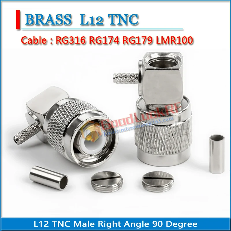 L12 TNC Male Right Angle 90 Degree Crimp RG316 RG174 RG179 LMR100 Cable ...