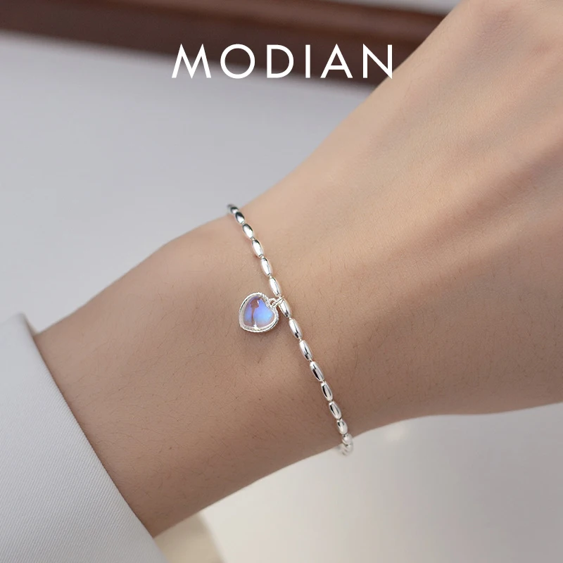 MODIAN-925-Sterling-Silver-Elegant-Hearts-Moonstone-Minimalism ...