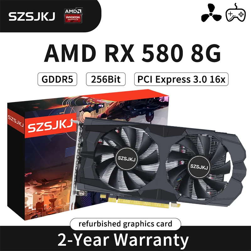 การ์ดจอ AMD Radeon RX 580 8GB GDDR5 256bit GPU เกมคอมพิวเตอร์กราฟิก ...
