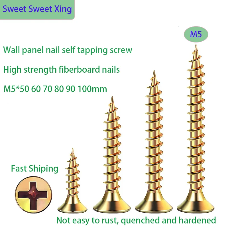 Hardened-Beige-Countersunk-Head-Fast-Tooth-Self-Tapping-Screw-Flat-Head ...