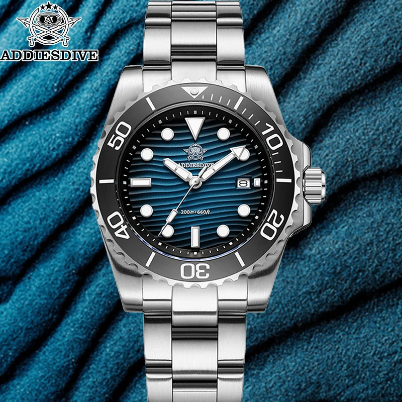 ADDIESDIVE 2115 Mens Quartz Luxury Dive Watch 200M Waterproof Stainless ...
