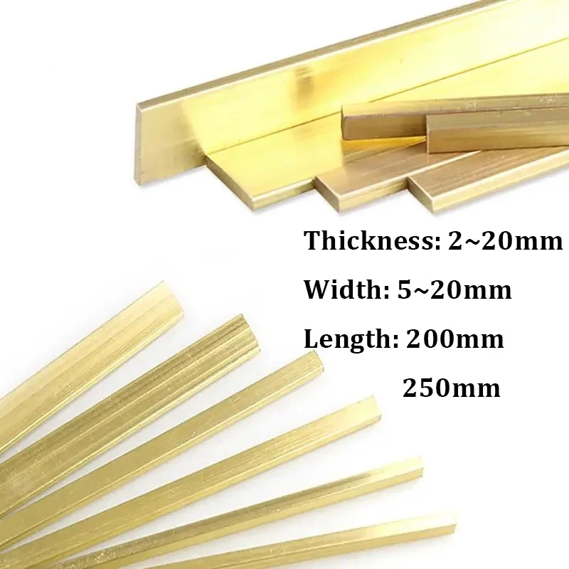Length 250mm 200mm H59 Brass Flat Bar Plate Strip Thicknesses 20mm 15mm ...