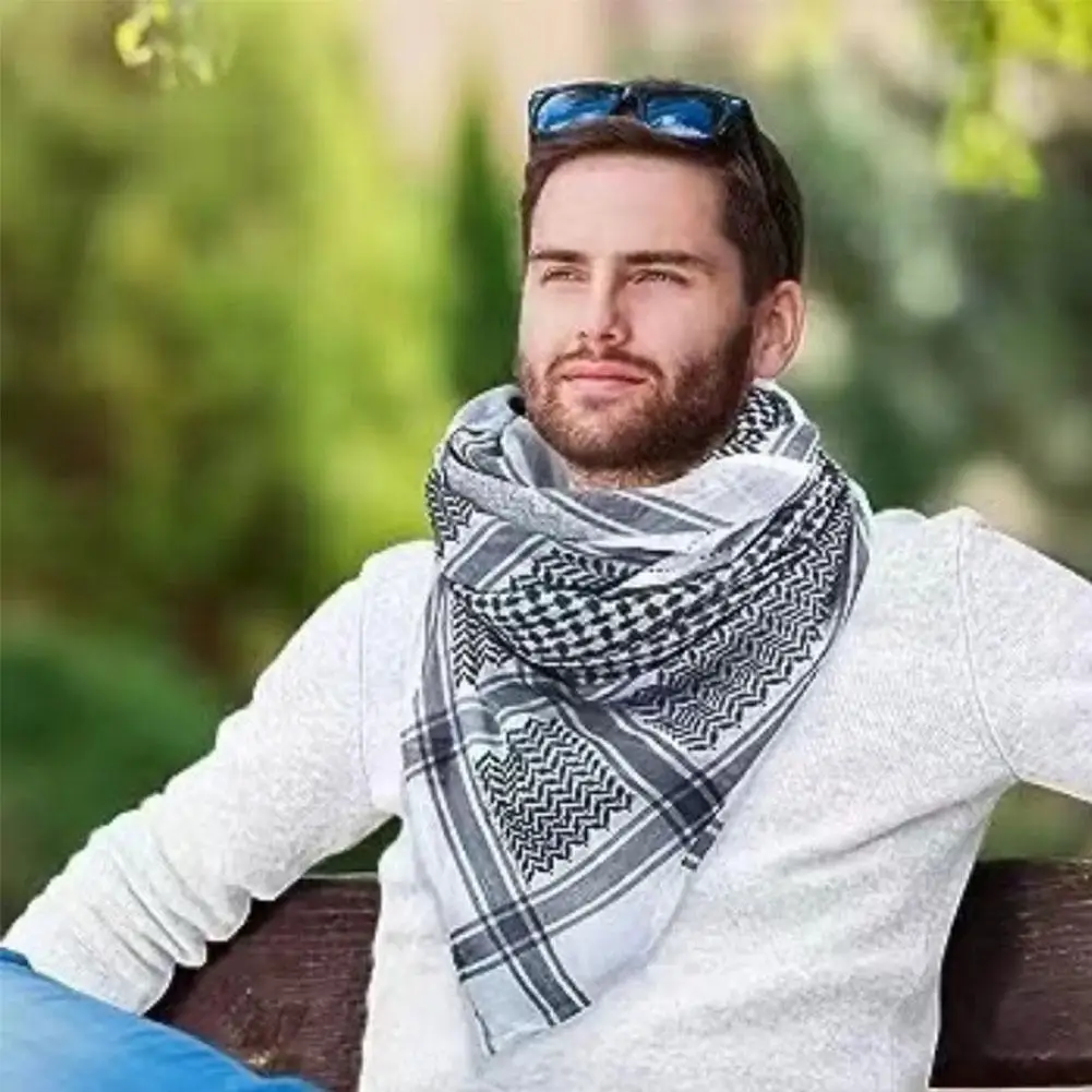 Classic-Black-White-Keffiyeh-Square-Print-Men-Scarf-Shemagh-Headscarf ...