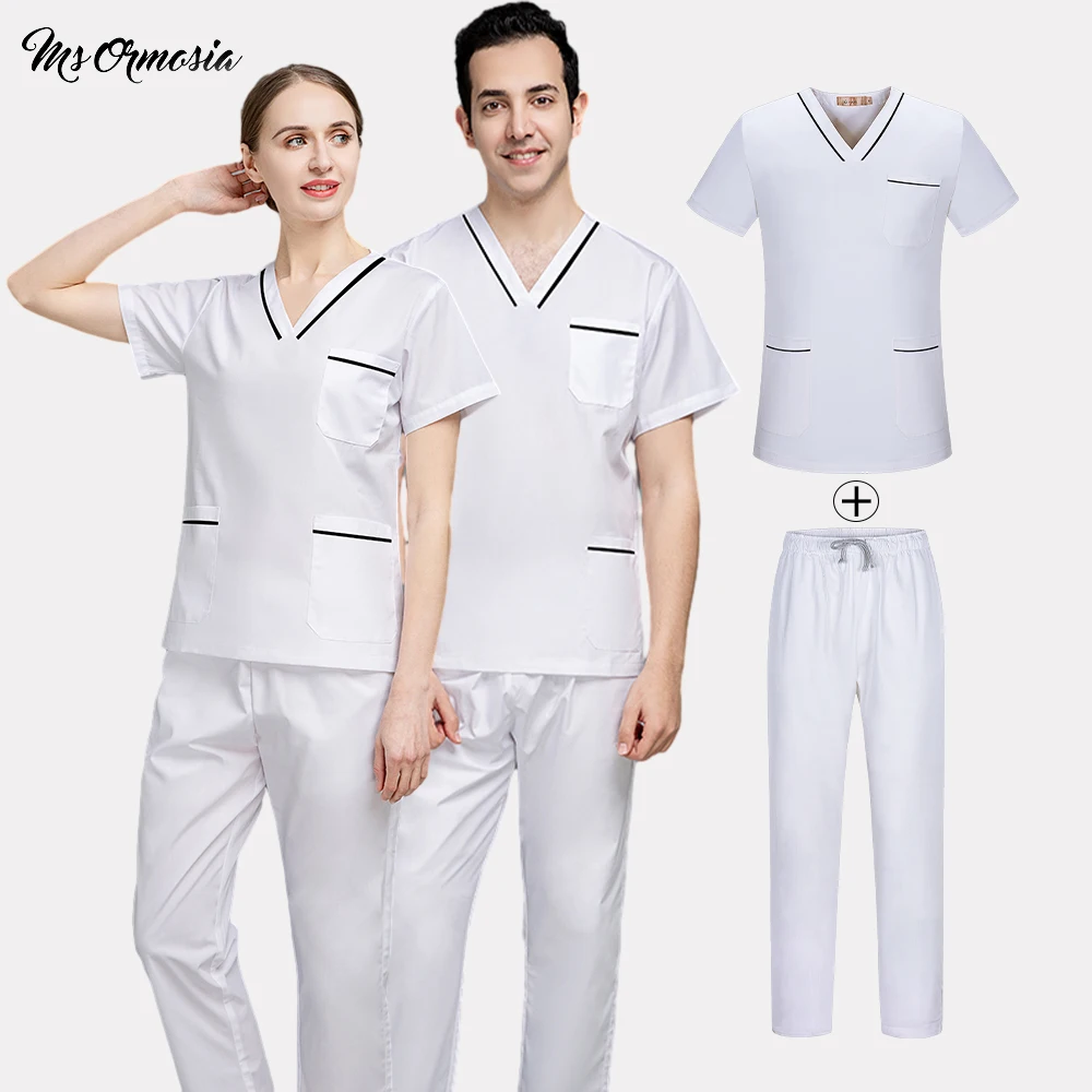 Unisex Medical Uniform Hospital Scrubs Set Nurse Uniforms Women Scrub ...