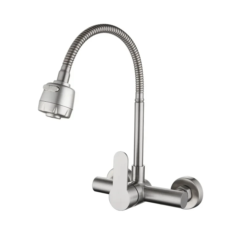 304-Stainless-Steel-Wall-mounted-Kitchen-Faucet-Water-Saving-Tap ...